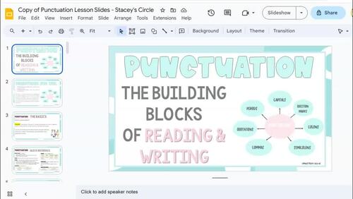 Complete Punctuation Digital Slides and Worksheets Unit by Stacey's Circle