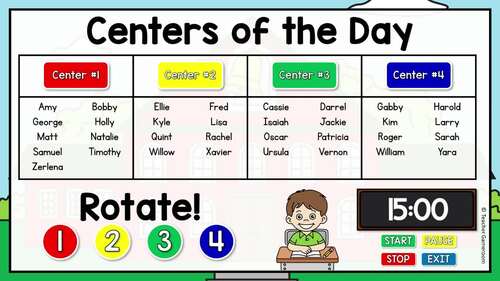 Digital Center Rotation Charts - 15 Minute by Teacher Gameroom | TPT