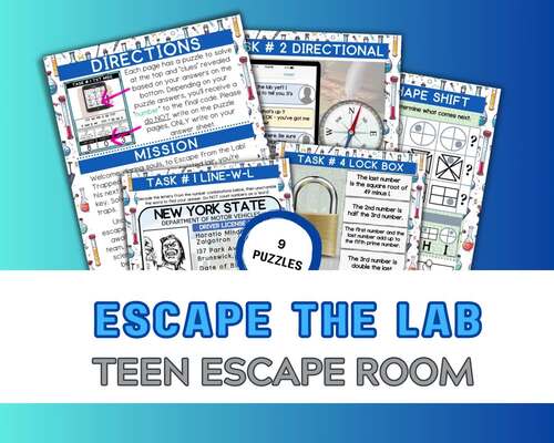 Science Escape Room - Escape the Lab, 9 Puzzles Low Prep (Ages 7 - 12)