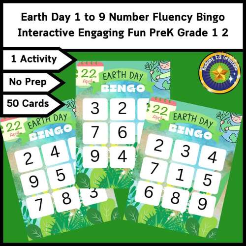 Earth Day 9 Bingo Math Fact Game Logic Puzzle Mental Number Sense Literacy