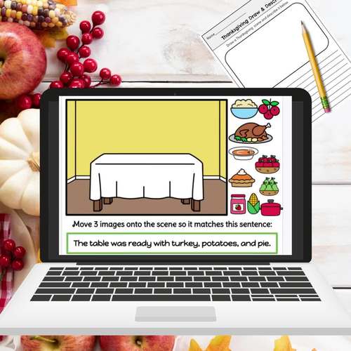 Thanksgiving Descriptive Sentences Writing Activity for Google Slides™