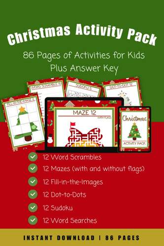 Christmas Activity Bundle for Kids, Word Search, Word Scramble, Dot-to ...