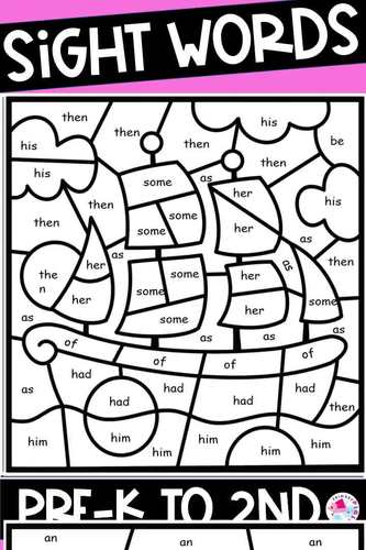 THANKSGIVING TURKEY COLOR BY SIGHT WORD PRACTICE PREK KINDERGARTEN 1ST ...