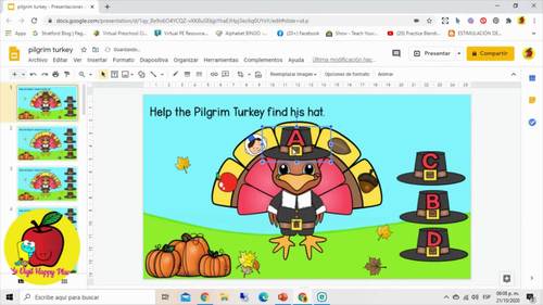 Kindergarten Thanksgiving Actvity Google Slides by The DecoCrafty Teacher
