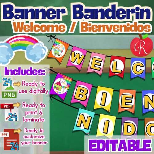 Colors Theme Banner – Bienvenidos/Welcome | Editable Classroom Bulletin ...