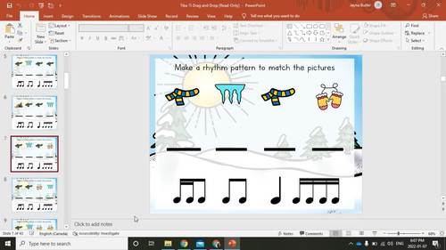 Winter Digital Rhythm Task Cards// Drag and Drop Activity for Tika-Ti
