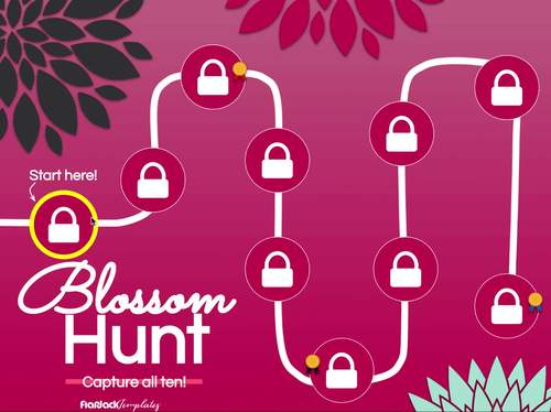 Google Slides PPT Game Template | Editable Self-Checking | BLOSSOM HUNT