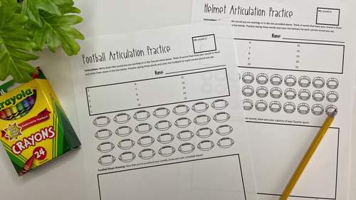 No Prep Football Themed Articulation Worksheets & Activities for Speech ...