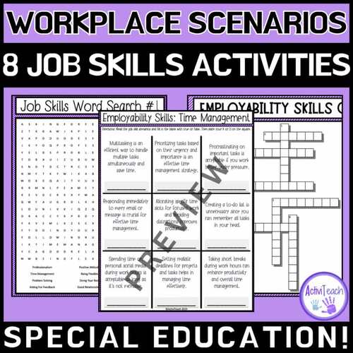 Workplace Scenarios Activities Special Education Job Skills Employment ...