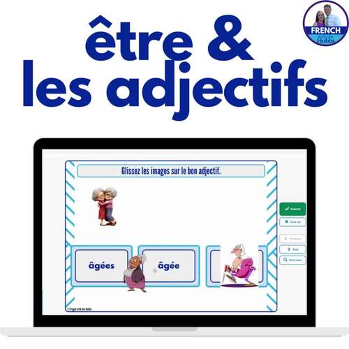 French Adjectives Agreement & être Boom™ Digital Task Cards les adjectifs