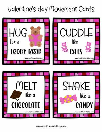 February Valentine's Day Movement Task Cards (Preschool, Sped ...