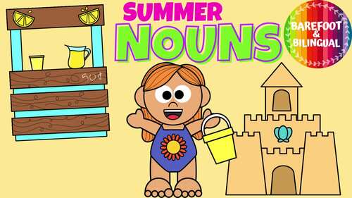 Nouns Summer Clipart - Grammar Clipart - Summer Things, Places, People ...
