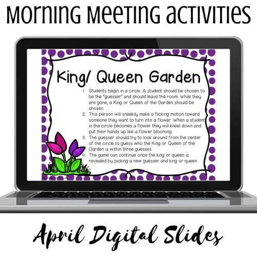 Morning Meeting Activities Digital Slides- April by Lessons By The Lake