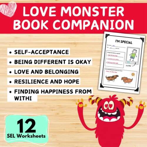 Love Monster Book Companion | 12 SEL Self-Reflection Worksheets for ...