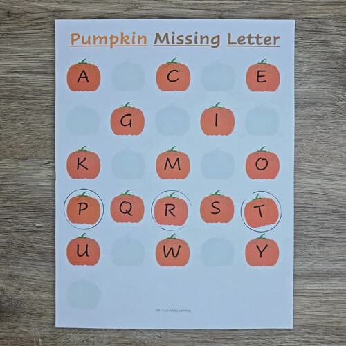Pumpkin Missing Letter Activity by HH Fun and Learning | TPT