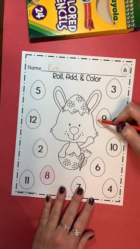 Roll and Color Easter Math Fluency Worksheets Kindergarten or First ...