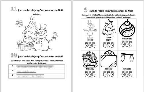 Core French Grade 1-3 Countdown to Christmas Vacation Activity Booklet