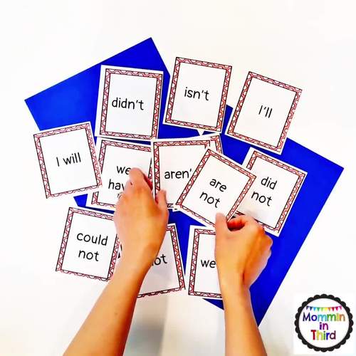 Contractions Memory and Match Game l Whole Group, Small Group Sorting ...