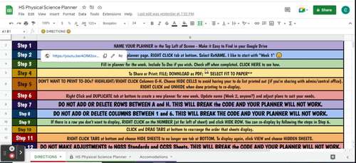 NGSS Physical Science Standards Digital Planner Bundle grades 6-12