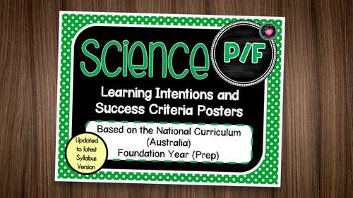 Prep/F All SCIENCE Learning INTENTIONS/success criteria posters Aust ...