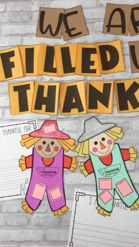 I am Thankful SCARECROW CRAFT | Thanksgiving Bulletin Board | Gratitude ...