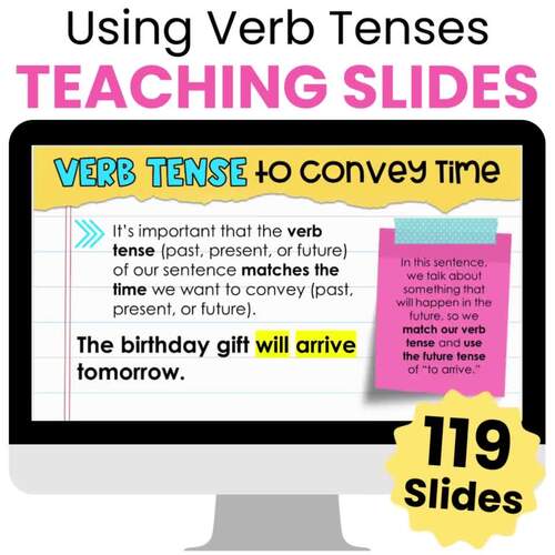 Using Verb Tenses - 5th Grade Grammar Teaching Slides by Jennifer Findley
