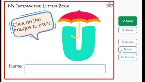 Letter U Interactive Book for Kindergarten | Alphabet Activities Boom cards