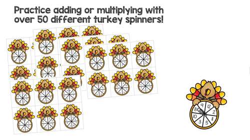 Thanksgiving Spinner Math Center | Addition & Multiplication Game ...