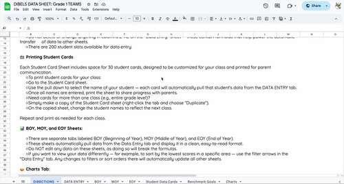 Grade 1 DIBELS Data Tracker for Grade-level Teams by Teaching on the Nile