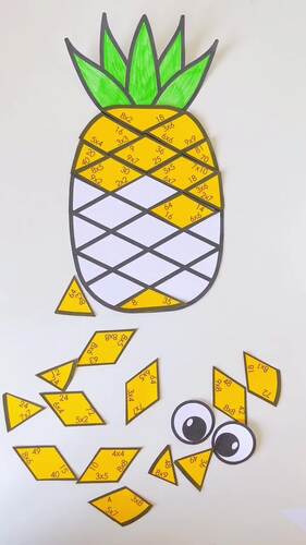 Pineapple Craft: Summer Math Craftivity with Multiplication Color by Number