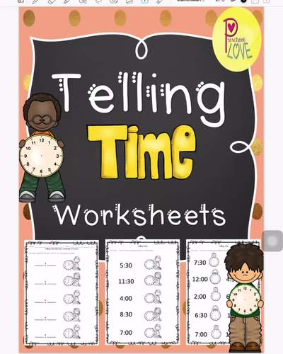 Telling Time Worksheets (Identify the time; Draw the arrows) Prep ...