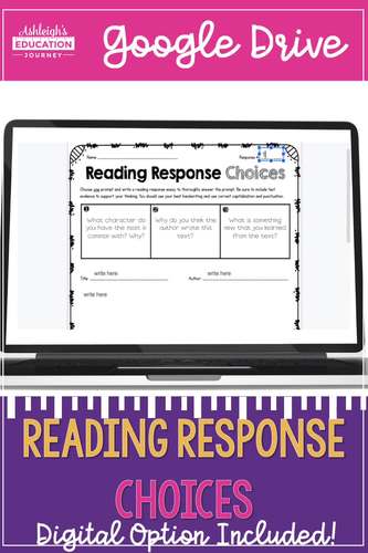 Reading Response Choices - Reading Workshop, Guided Reading, Distance ...