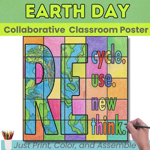 Earth Day Collaborative Poster | Recycle Reuse Renew Rethink Activity