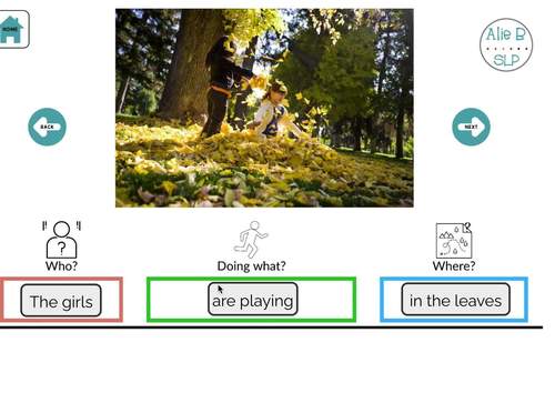 Build a Sentence with WH Parts BOOM Cards™ for Speech Therapy by Alie B SLP