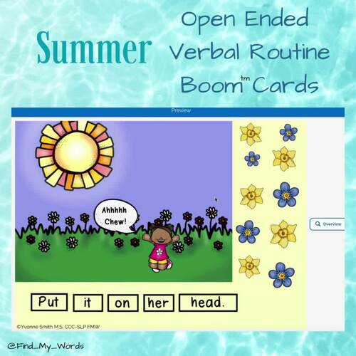 Summer Open Ended Verbal Routine Speech & Language Therapy Boom Cards
