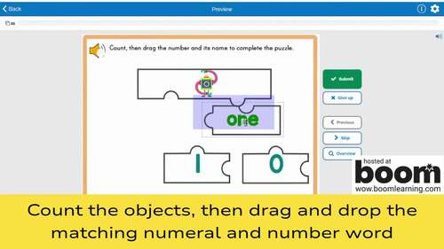 Kindergarten Number and Number Words Recognition Boom Cards Count and ...