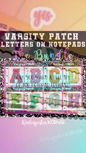 Varsity Patch Letters Numbers on Composition Notebook Notepads BUNDLE 8 ...