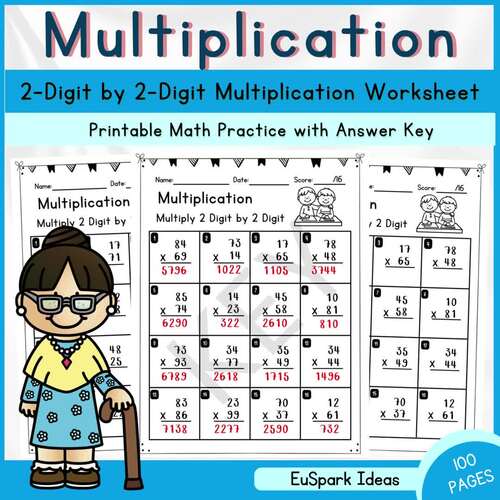 2-Digit by 2-Digit Multiplication Worksheet | for 4th Grade, 5th Grade