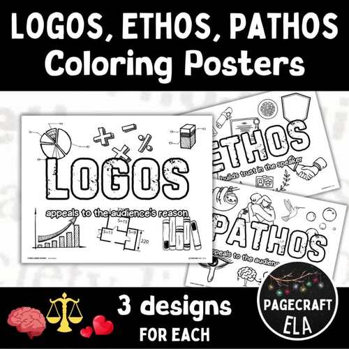 Logos Ethos Pathos Mindful Coloring Posters by Pagecraft ELA | TPT