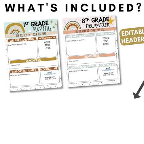 Boho Rainbow Classroom Newsletters | Newsletter Templates | Parent Contact