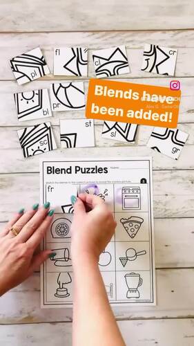 Blends Mystery Hidden Picture Puzzles - R Blends, S Blends, and L Blends