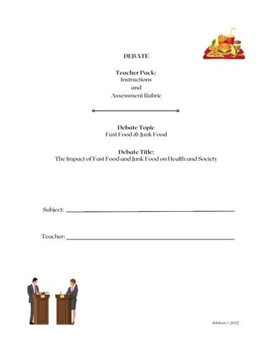 Fast Food & Junk Food: COMPLETE DEBATE by Josephine's EFL Classroom