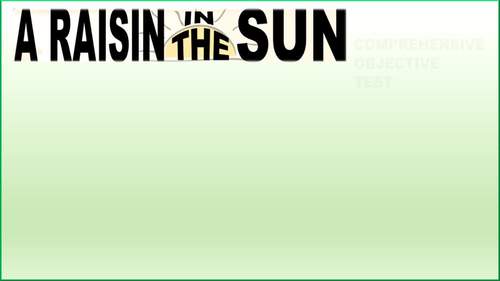 A Raisin in the Sun Comprehensive Objective Test and Answer Key | TPT