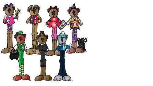 Bear for all year Holiday clip art digi stamp COMBO PACK by Melonheadz