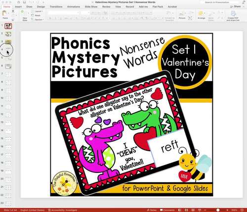 Valentine's Day Dig. Phonics Mystery Picture Set 1- Nonsense Words ...