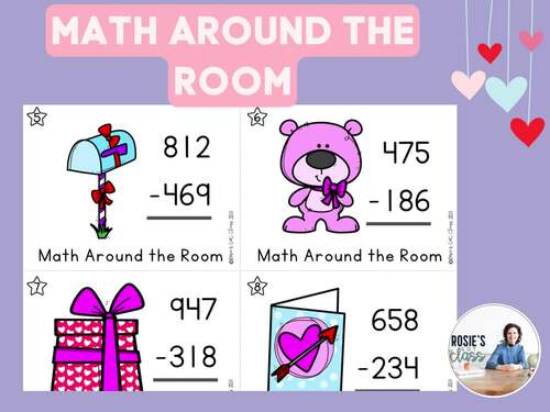 2nd grade February Math Around the Room - 1 digit, 2 digit & 3 digit ...