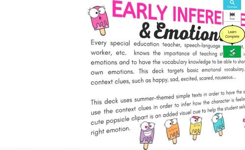 Emotions and Early Inferences by Sharon Burgess Ortho | TPT