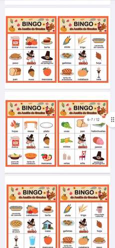 Thanksgiving Bingo in Spanish by Immersion en español | TPT