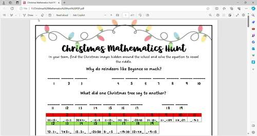 Christmas Mathematics Scavenger Hunt by Educating with Miss Brianna