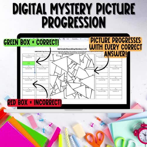 4th Grade Mixed Math TEKS Review Digital Mystery Picture: 5 Digital ...